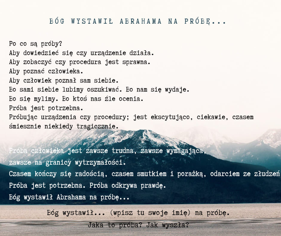 Próba Abrahama – Parafia Najświętszej Maryi Panny Królowej Polski w Stróży
